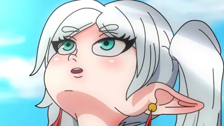 Frieren looking up, into nature