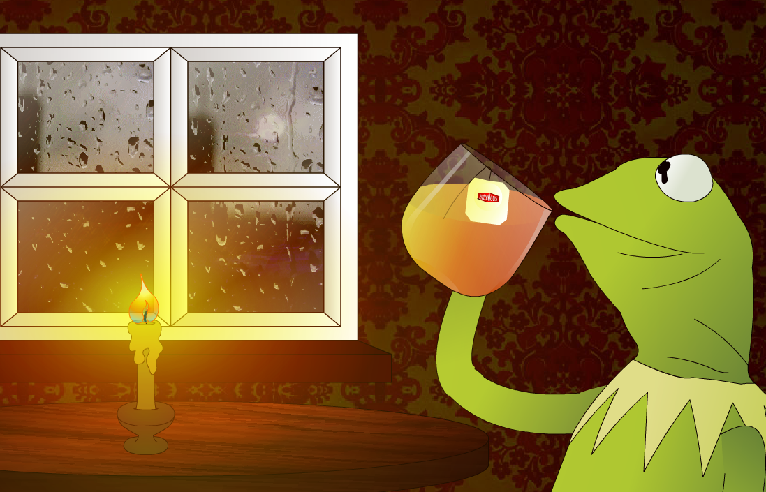Kermit sips his tea and minds his own business