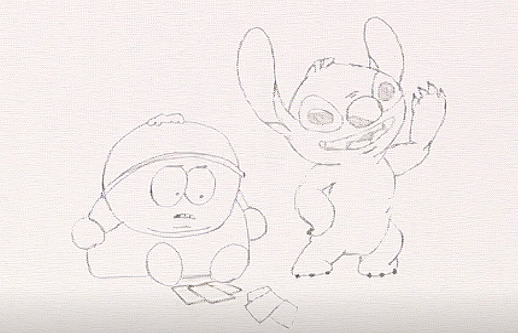 Cartman VS Stitch (Pencil and Paper)