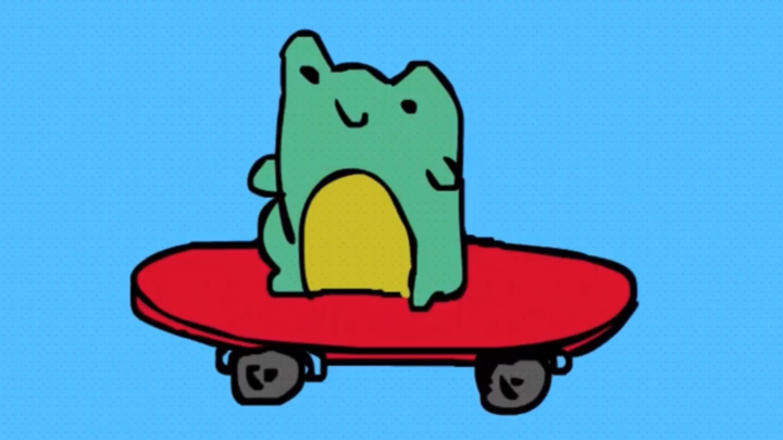 Frog in a skateboard