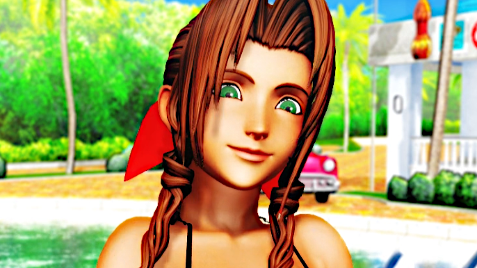 Aerith shakes her Materias