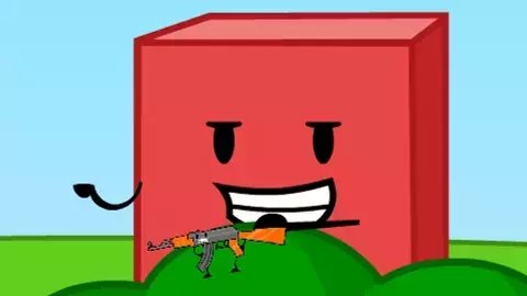 Blocky has a pistol
