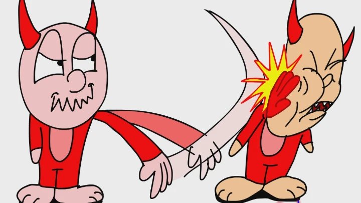 Devils Slapping Each Other and Laughing