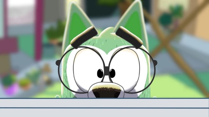 Fan animation style bluey bingo poor little bug on the wall