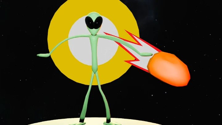 Alien man does a little move
